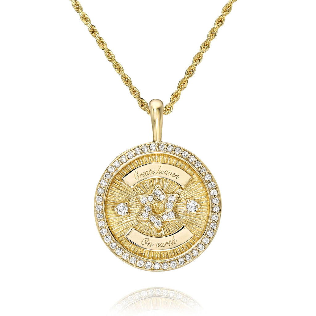 Star of David Coin with Pavé Border Pendant – Logan Hollowell