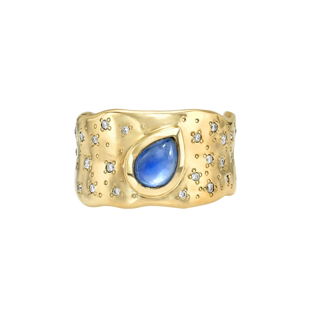 Water Drop Moonstone Cigar Band with Oracle Set Diamonds – Logan Hollowell