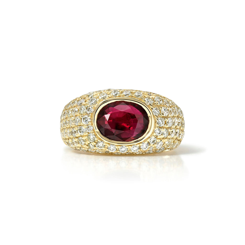 Ruby Signet Ring with Pavé Diamonds – Logan Hollowell