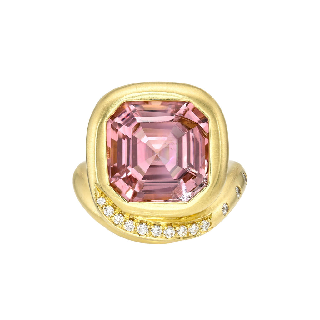 Enigma Emerald Cut Pink Tourmaline Ring with Pavé Diamonds – Logan ...