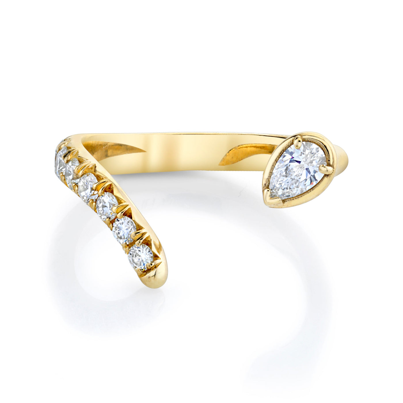 French Pave Tusk Ring with Diamond Pear – Logan Hollowell