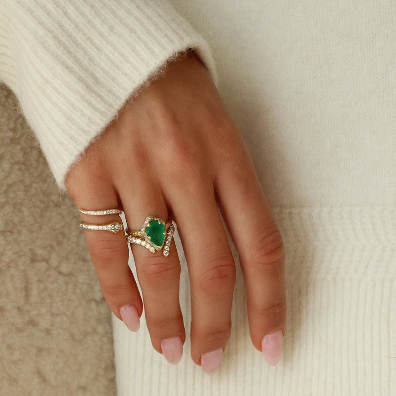 French Pavé Diamond Tusk Ring – Logan Hollowell